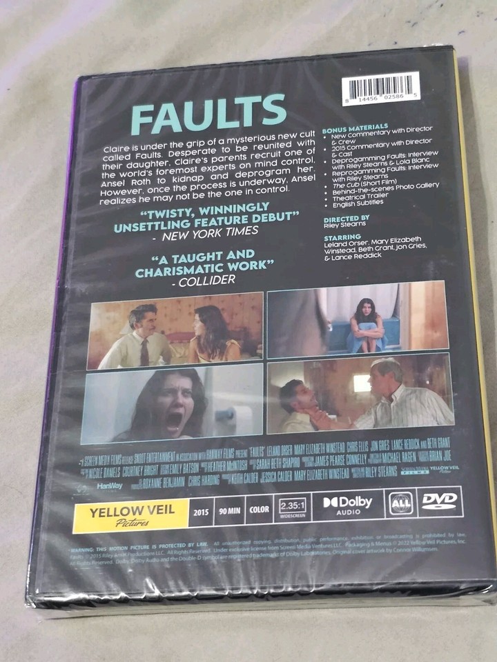 Faults (DVD, 2015) Brand New Sealed, Mary Elizabeth Winstead, Lance ...
