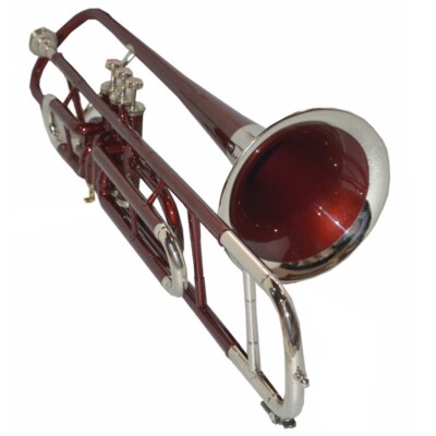 Trombone New RED NICKEL Finish Bb FLAT Trumbone Free Hard case ...