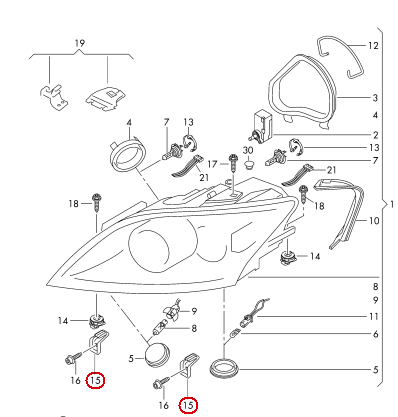 NEW GENUINE AUDI TT 2007-2014 HEADLIGHT SECURING BRACKET MOUNT SET 4 ...