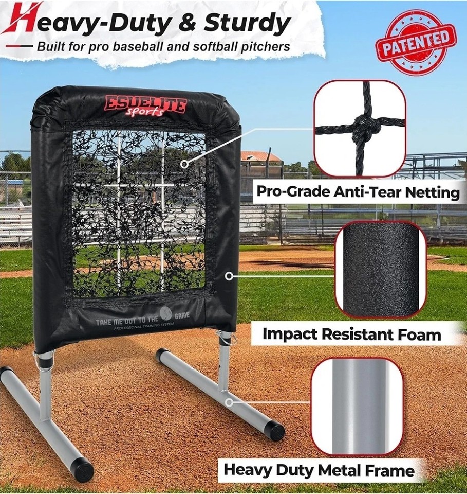 Heavy-Duty 9 Hole Pro Style Baseball & Softball Pitching Net with ...