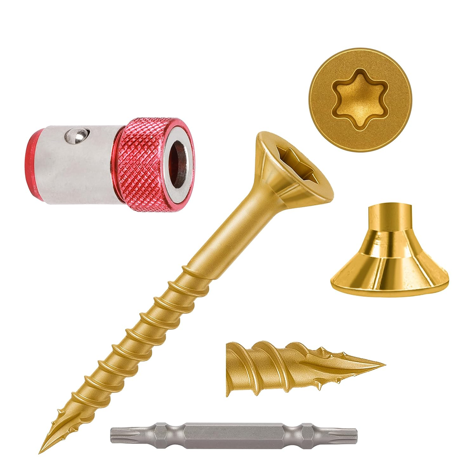 Wood Screws Yellow #10 × 3 Inch Torx Star Drive Deck Screws Flat Head ...