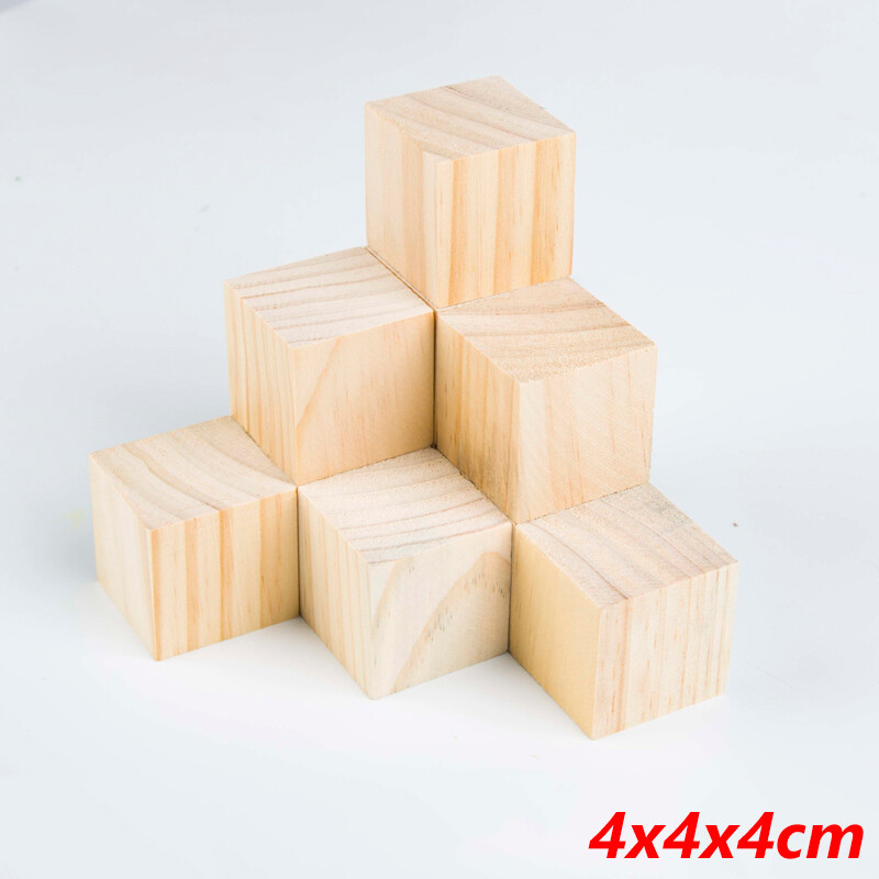 Square Wooden Block Nature Pine Wood Cube Side Length 1-10 cm Craft ...