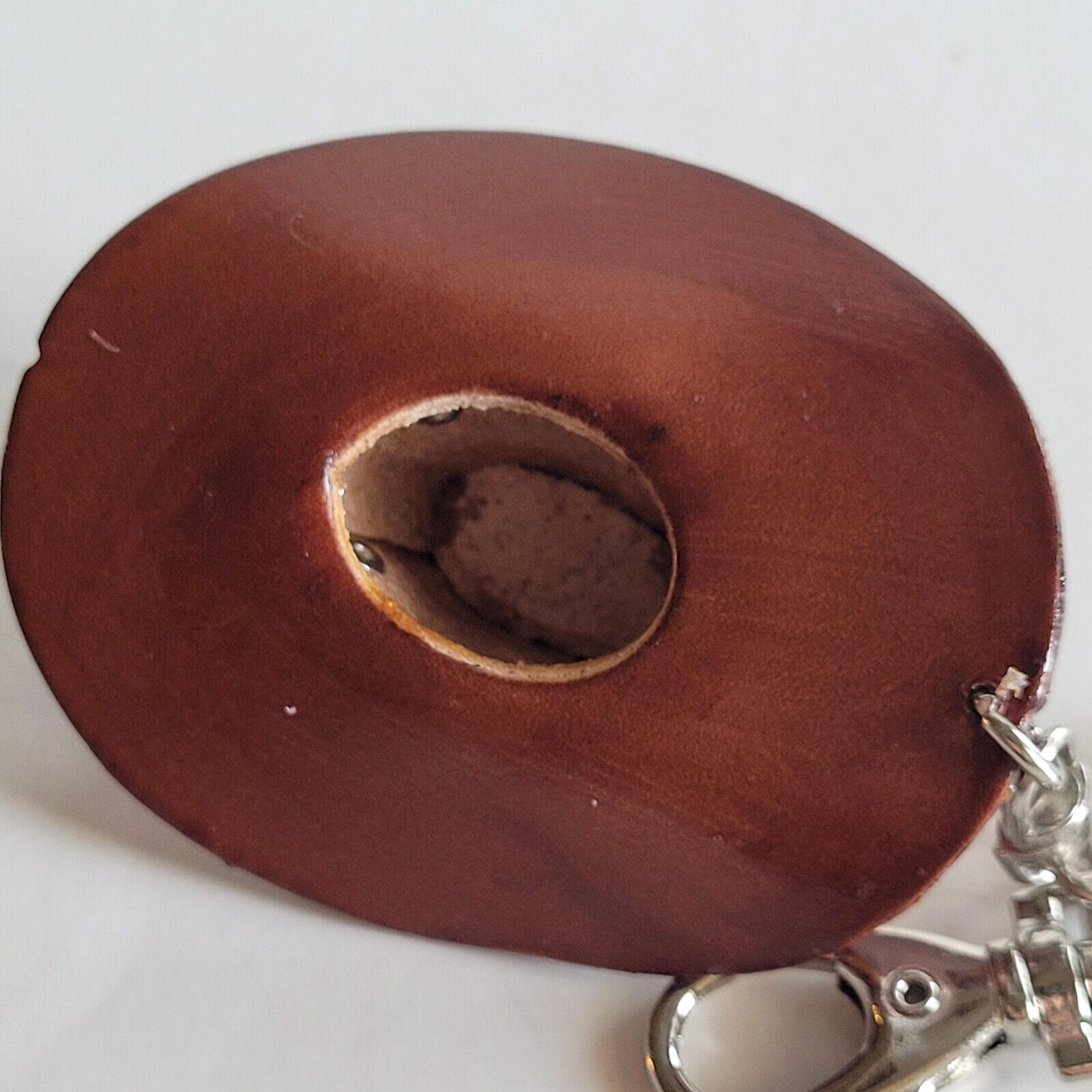 Cowboy Hat Leather Keychain Brown Handmade Ring Western Fob Key Ring ...