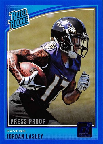 2018 Donruss Press Proof Blue #349 Jordan Lasley Ravens Rated Rookie NM ...