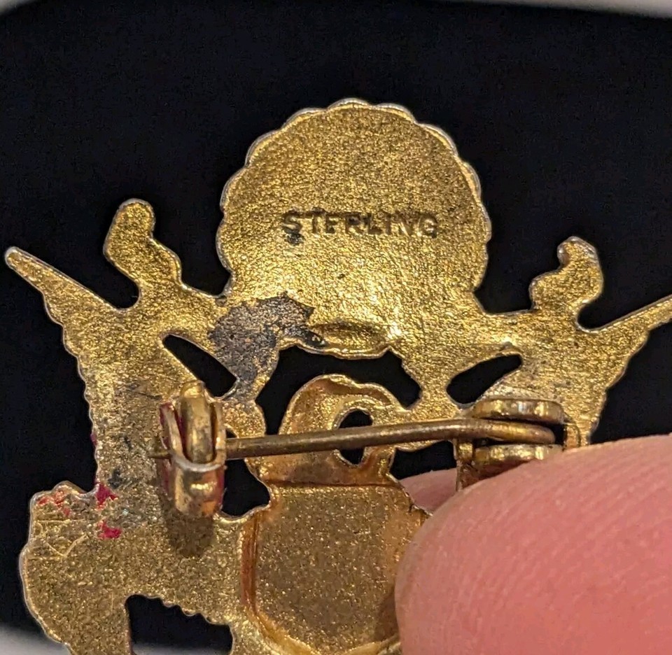 VTG Sterling Silver WW2 US Army/Air Force Officer Eagle Hat Cap Badge ...