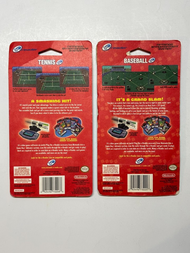 NEW Lot of 2 Nintendo E Reader Game Boy Advance GBA Tennis Baseball ...