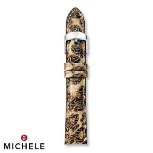 NEW MICHELE 16mm Brown Cheetah Leather Strap Band MS16AA350211 Deco 16 ...