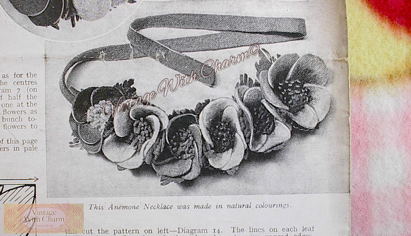 Vintage 1940's Felt Craft Pattern For Felt Brooches & Necklaces. | eBay UK