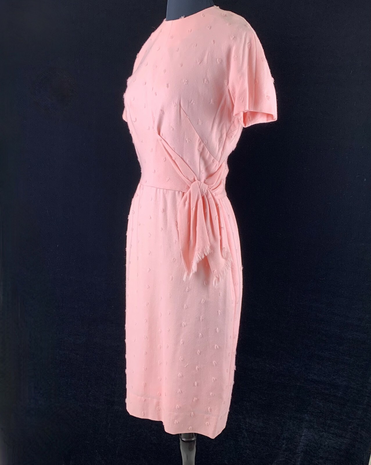 1960s Mr Mort Pink Wool Dress Asymmetric Waist Tie Sheath Kimono Short ...