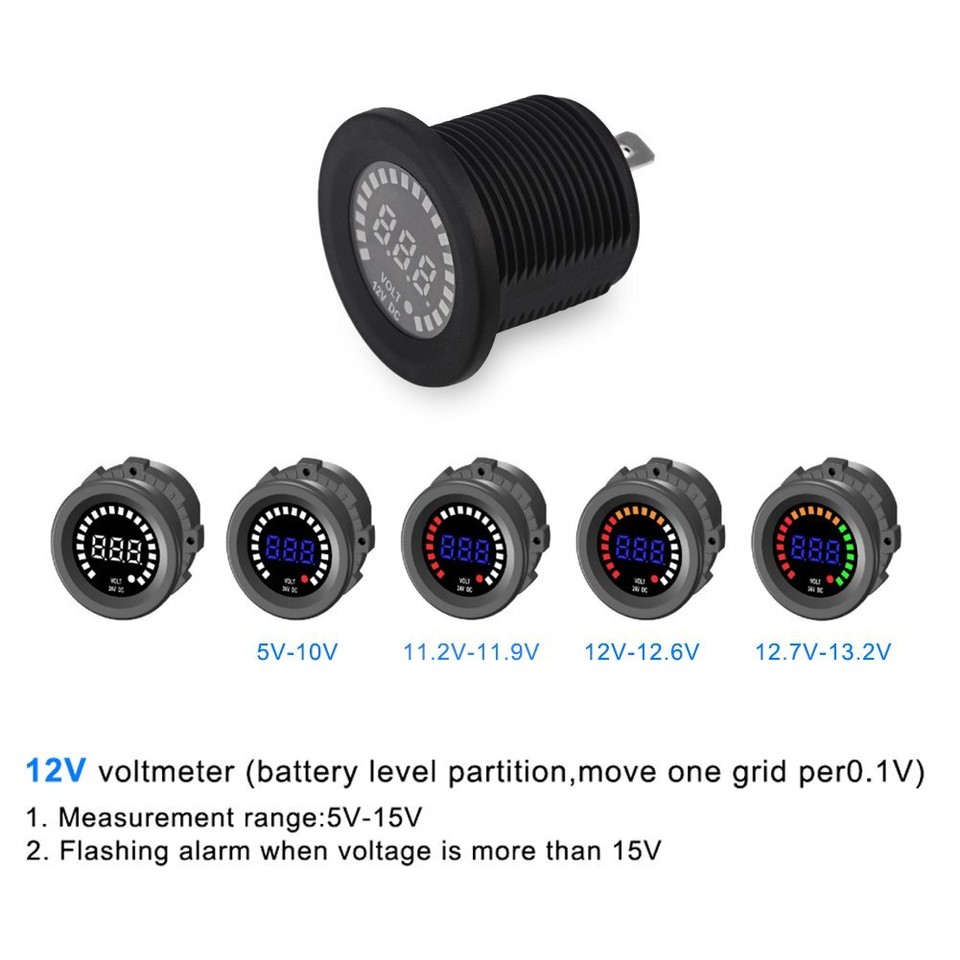 Waterproof CAR Battery Meter DC 12V Voltmeter LED Digital Display ...