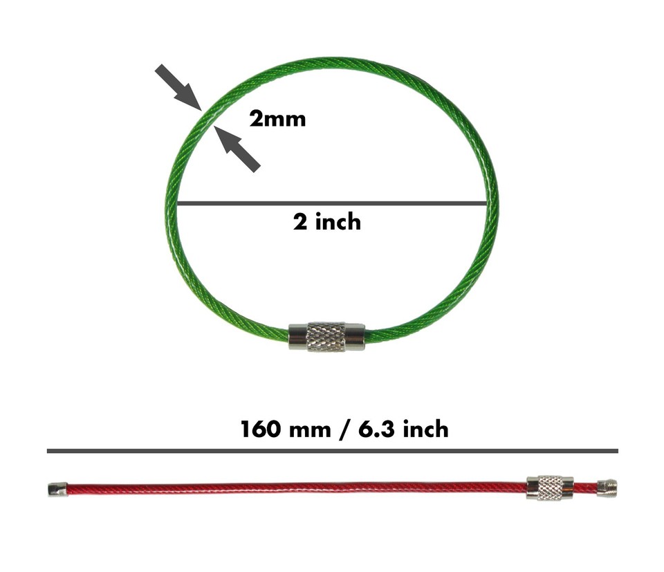 20pc Colored Nylon Coated Wire Keychain 16cm Cable Key Ring Loops ...