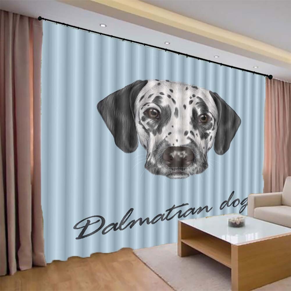 Spotted Black Nice Dog 3D Curtain Blockout Photo Printing Curtains ...