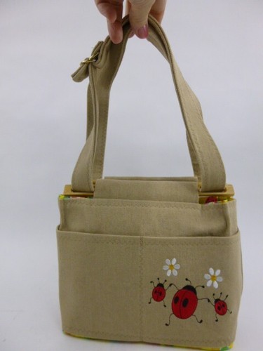 Lady Bug Daisy Purse Canvas Beige Texas Bag Lady Adjustable Strap ...