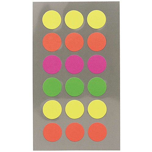 Small Fluorescent Neon Dot Labels Stickers, 15mm Round Circular ...