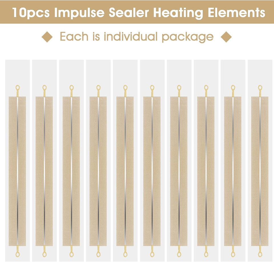 10 Pieces Impulse Sealer Parts 8 Inch Heat Seal Strips Element Grip ...