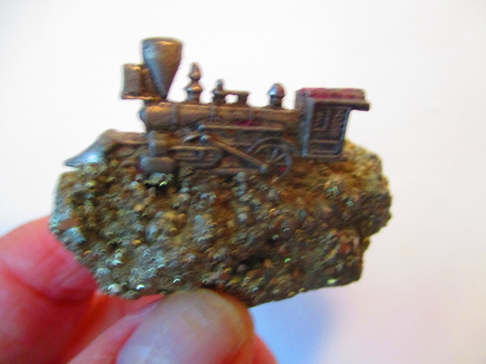 Vintage Miniature Pewter Train on Fools Gold Rock | eBay