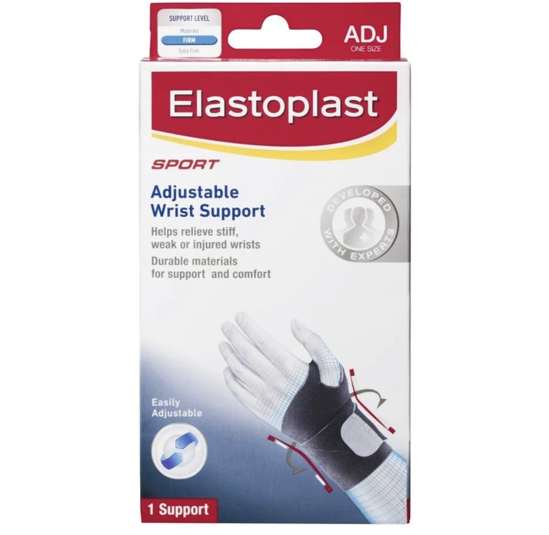 Elastoplast Sport Adjustable Wrist Support Stiff Weak Injured Wrists ...