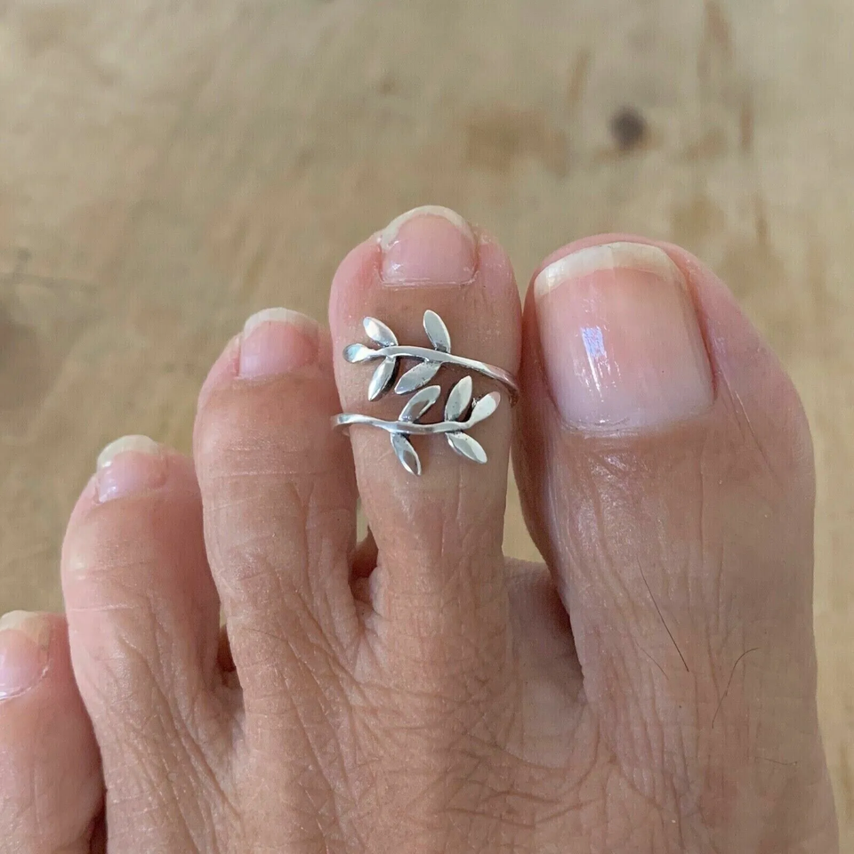 New Style Women's 925 Sterling Silver Attractive Leaf shape Toe Ring | eBay