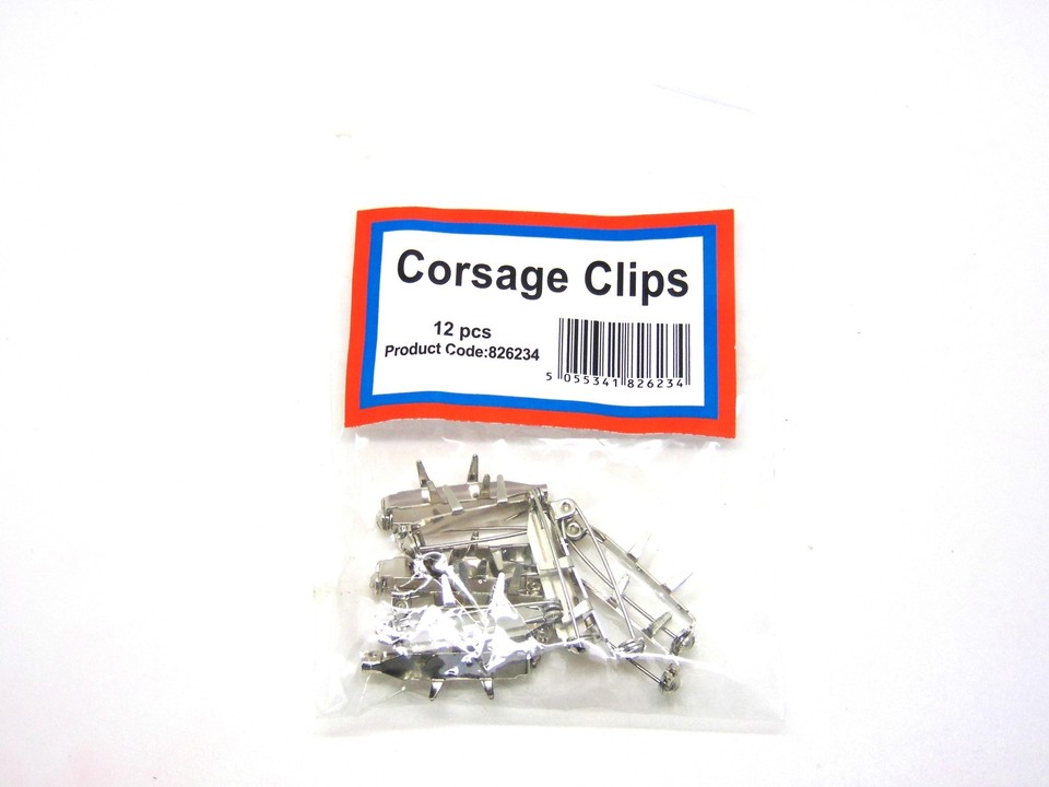 12 Metal Corsage Clips for Wedding Buttonhole Flowers Corsage Pins E264 ...