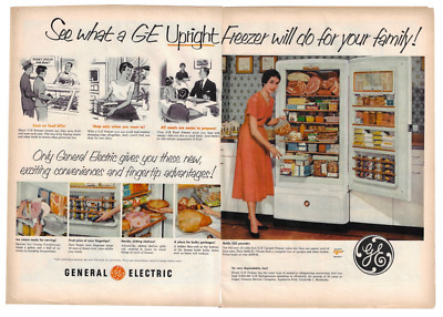 GE Refrigerator Ad Vintage 1950s General Electric Kitchen Decor Wall ...