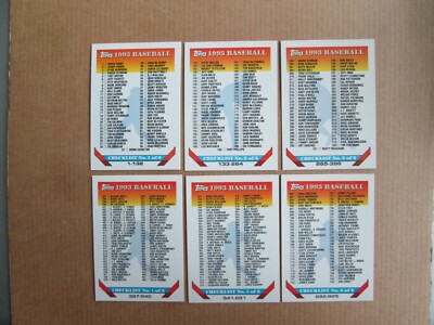 1993 Topps TEAM SET Checklists (6 cards) | eBay