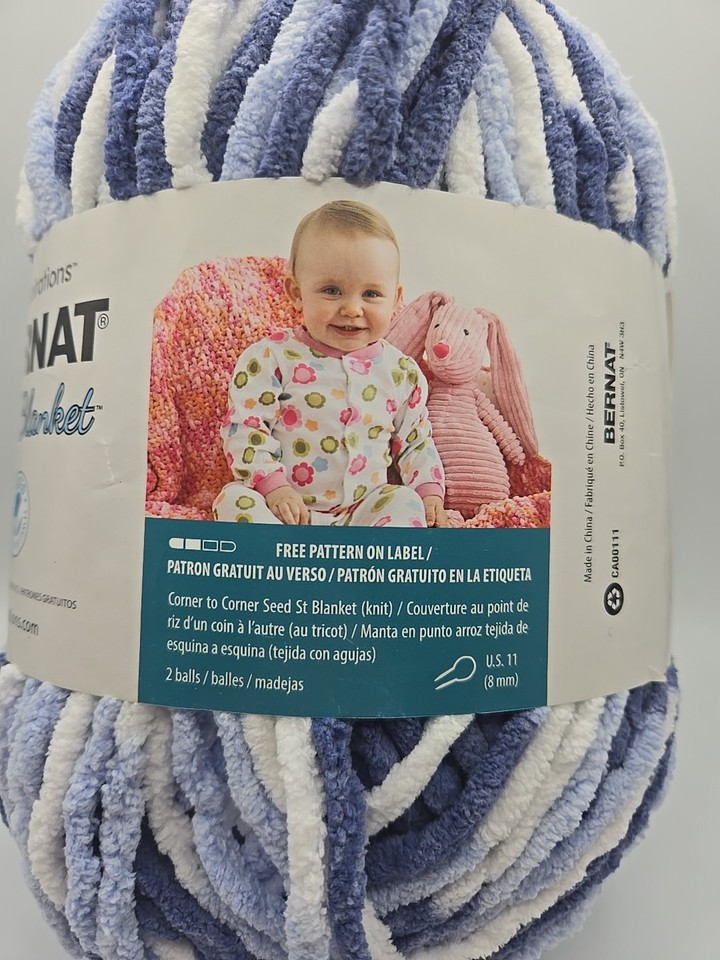 Bernat Baby Blanket Yarn "Blue Dreams" Color 10.5oz/300g/220yds/201m #6 ...