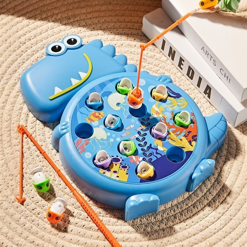 Dinosaur Magnetic Fishing Plate Toy Rod Game for Children Blue kids | eBay