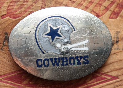 Vintage Hand Made DALLAS COWBOYS Inlay Belt Buckle American Football | eBay