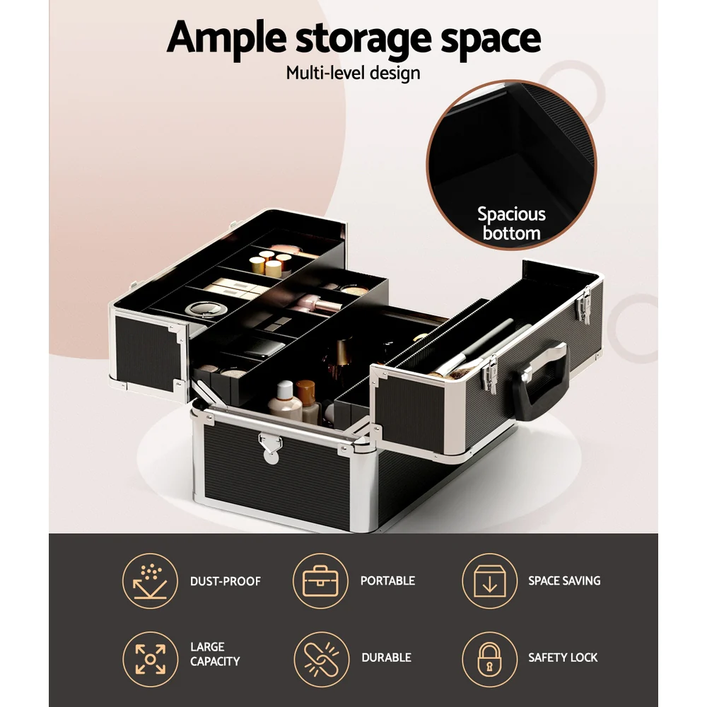 Embellir Portable Cosmetic Beauty Makeup Case- Black 9350062001684 | eBay