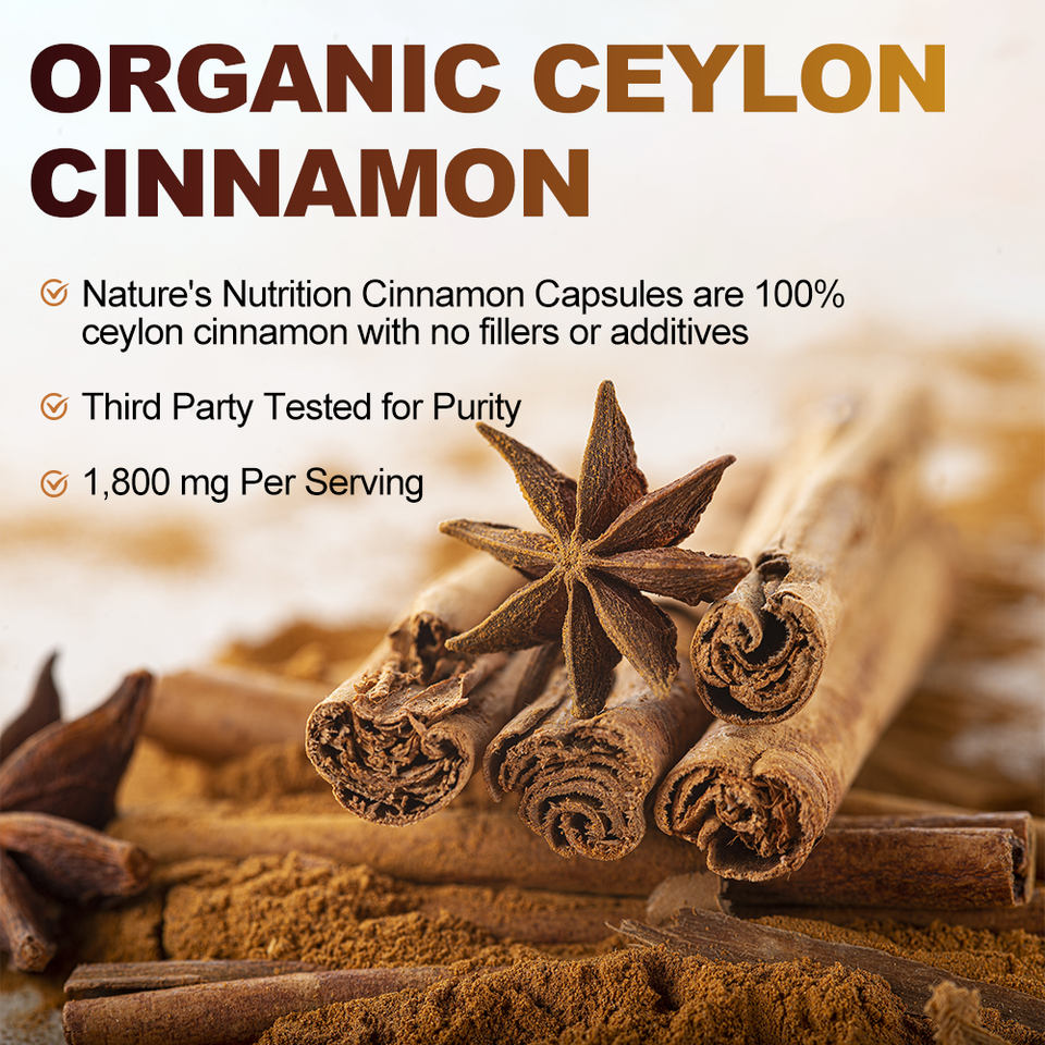 Organic 1800mg Ceylon Cinnamon Capsules Potency Blood Sugar Support ...