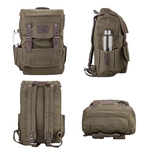 Waterproof Waxed Canvas Backpack for Men Travel Rucksack Leather ...