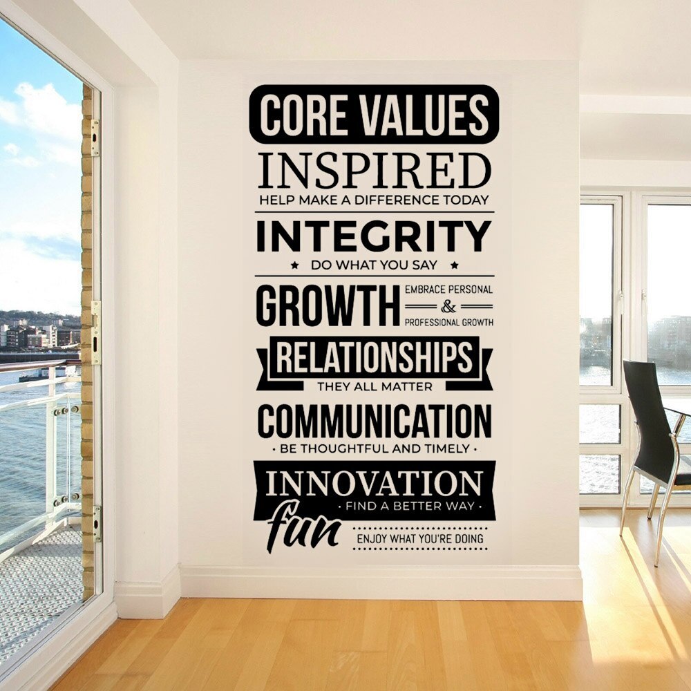Core Values Wall Quote Decals Company Modern Office Wall Stickers ...