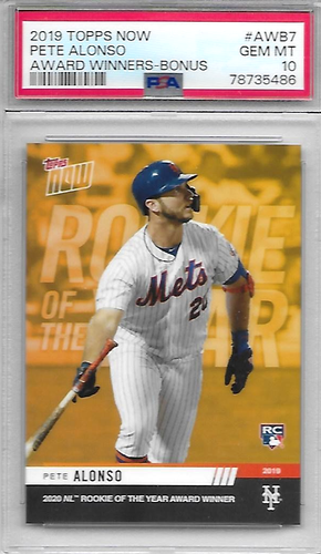 2019 TOPPS NOW PETE ALONSO AWARD WINNERS BONUS ROOKIE CARD #AWB7 PSA 10 ...