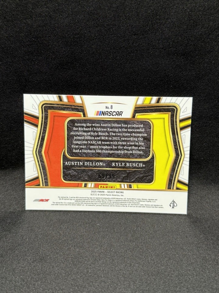 2025 Panini Select Racing Tandem Draft #8 Austin Dillon & Kyle Busch ...