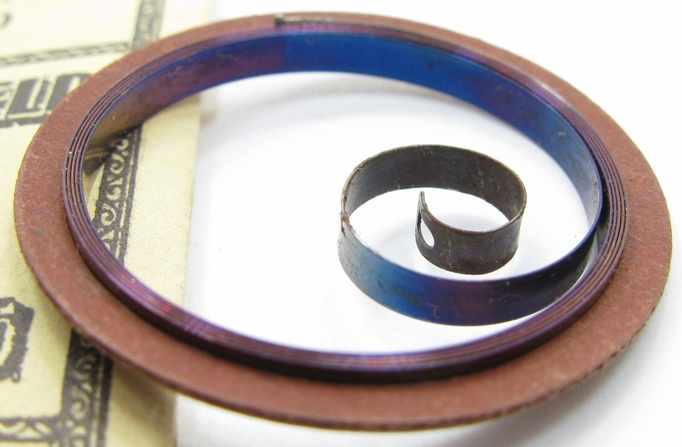 Illinois 16s model 4380 Mainspring 1 piece T end blue / brown alloy | eBay