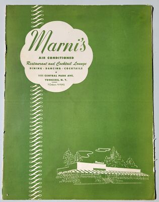 1950s/60s Marni's Restuarant Menu Yonkers New York Original Vintage | eBay