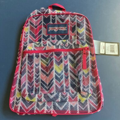 New JANSPORT Girl Pink Mesh Backpack School Gym Travel Book Bag Laptop ...