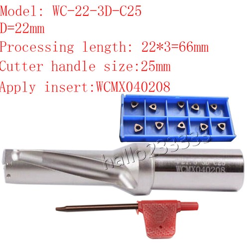WC-22-3D-C25 Φ22mm-3D indexable U drill bit fast drill bit+ ...