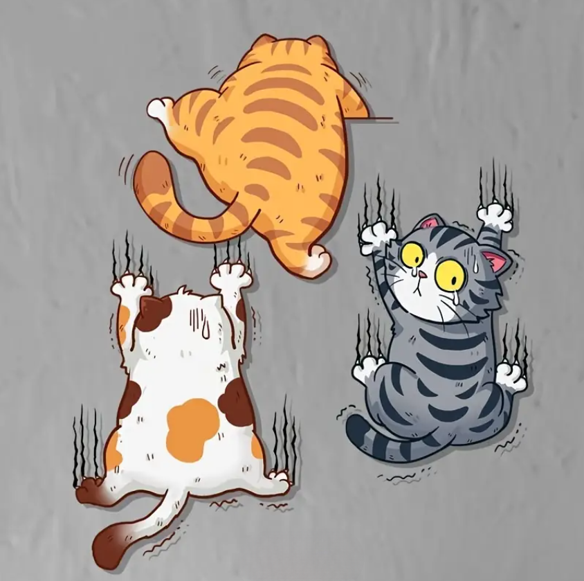 3pcs Scared Cartoon Cat LARGE Scratching Car Decal Window Laptop ...
