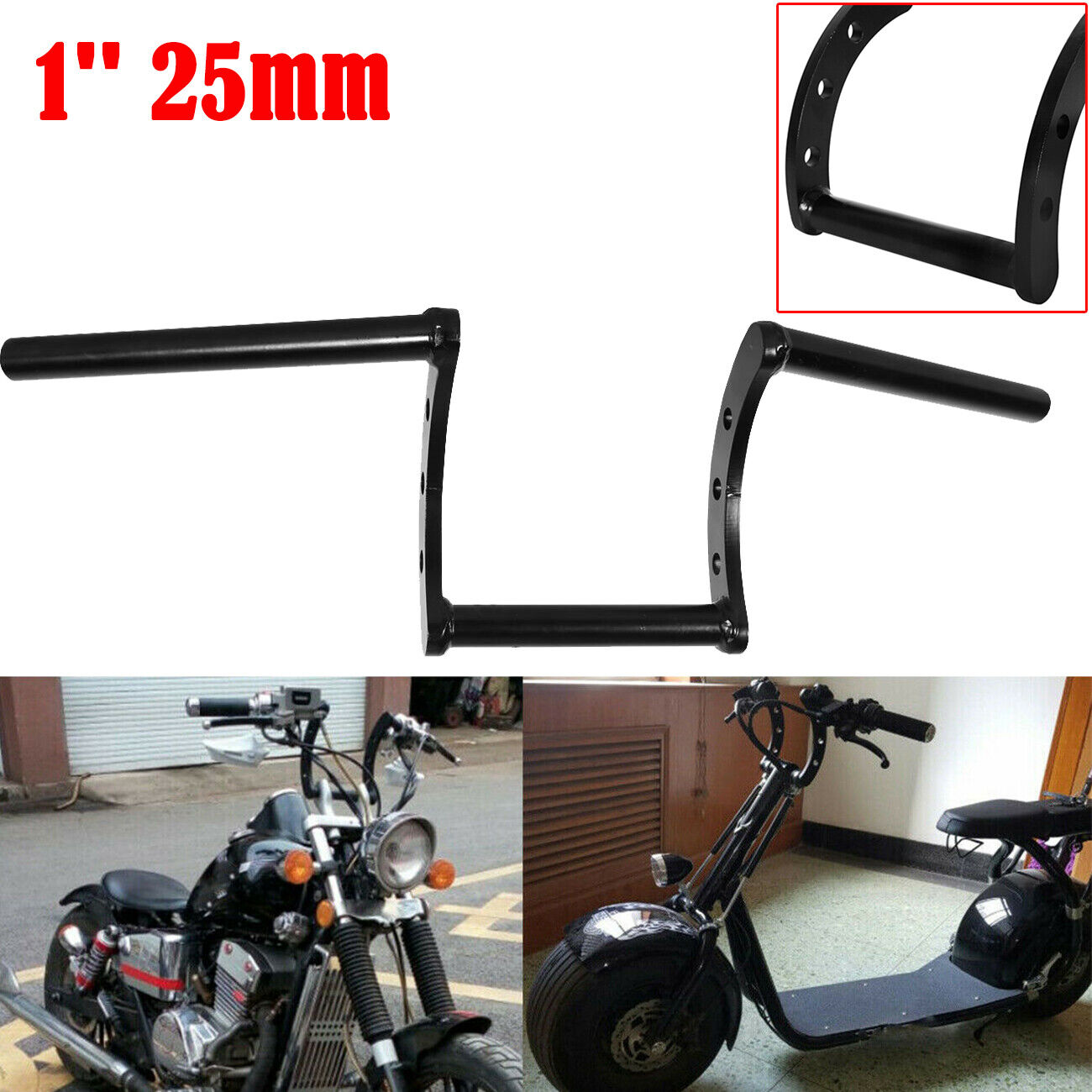 Universal 1" Handlebars Z-Bars For Kawasaki Vulcan 500 800 1500 1600 ...