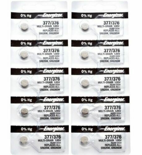 Energizer 377 376 WATCH BATTERY SR626SW SR626W Silver Oxide Battery 10 ...