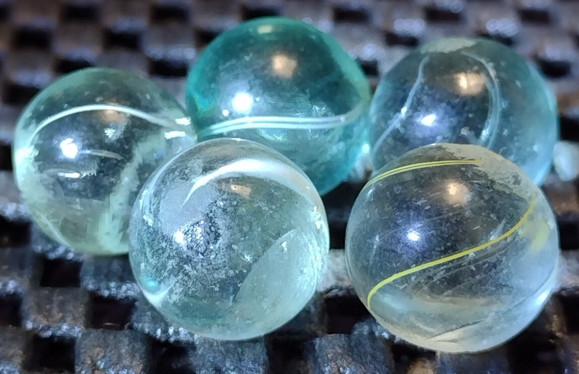 .51"-.49" RARE HTF ANTIQUE GERMAN MARBLES LOT OF 5 CORELESS SWIRLS-BLUE ...