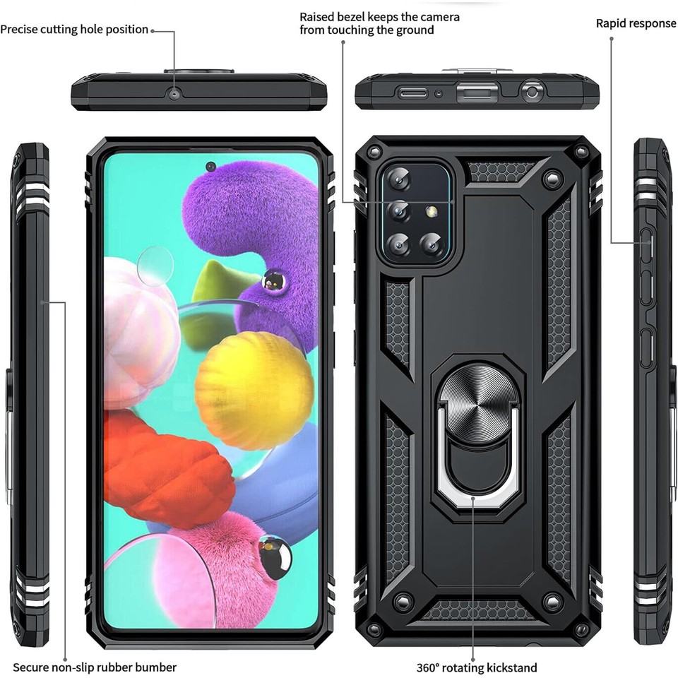 For Samsung Galaxy A51 5G Ring Case Magnetic Support Metal Stand ...