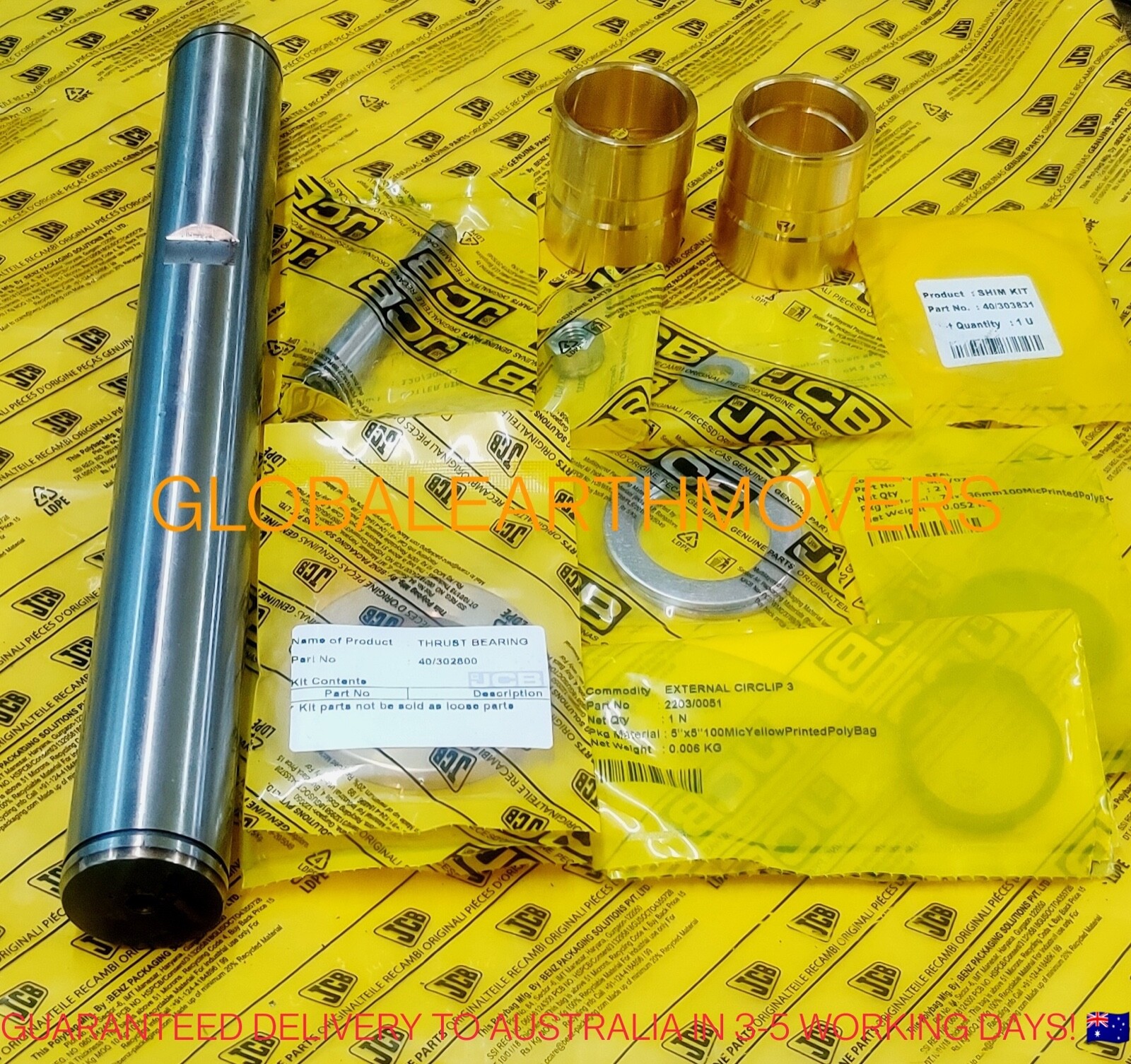 JCB BACKHOE - GENUINE JCB KING PIN REPAIR KIT 2WD (PART NO. 990/99600 ...