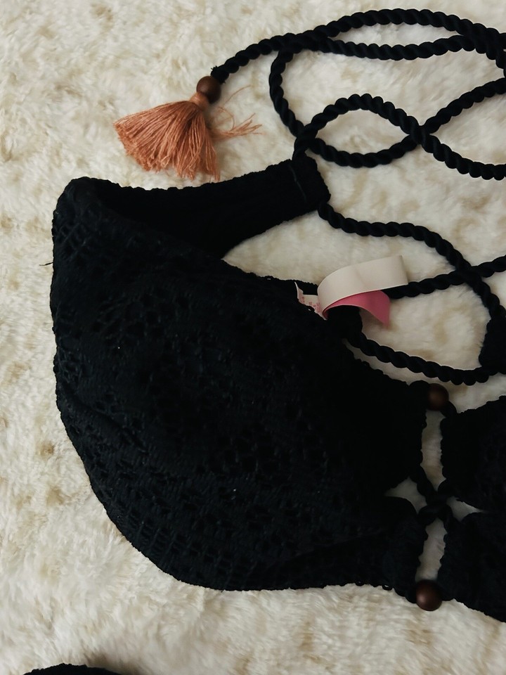 Victoria Secret Gorgeous Black Lace L/G Top Knockout bikini Bottom in ...