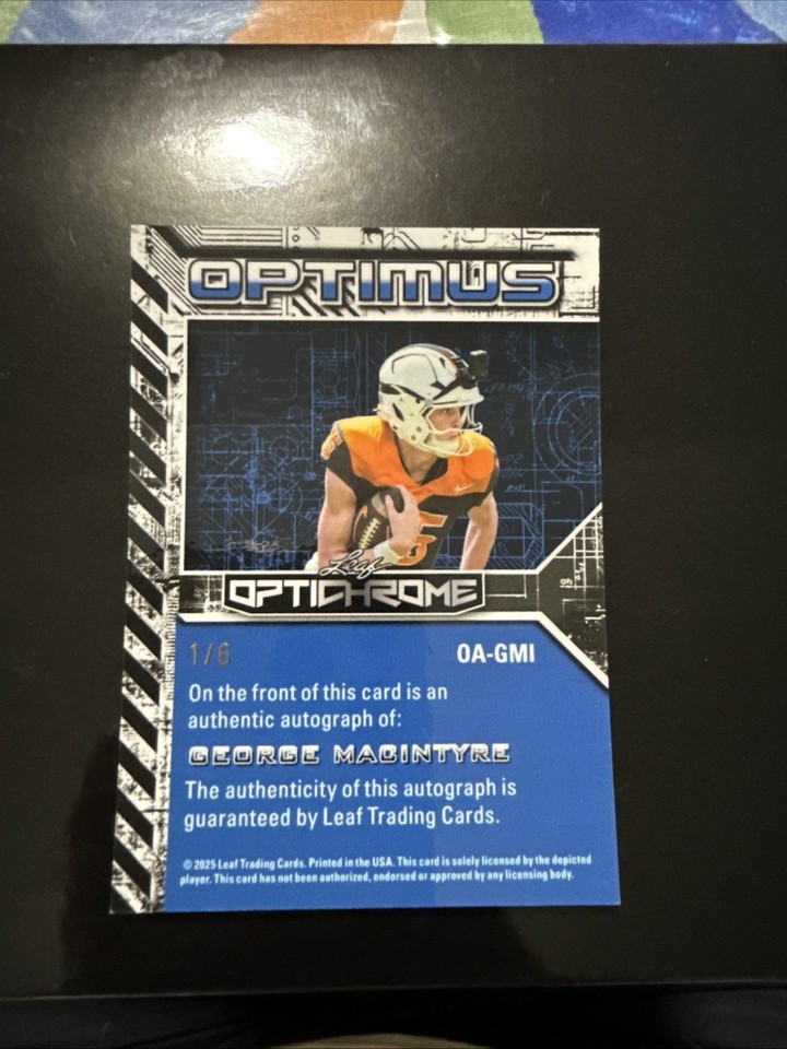 2025 Leaf Optichrome George MacIntyre Auto 1/6 Autograph Card | eBay
