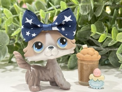 Littlest Pet Shop LPS Authentic 67 Collie Gray White Puppy Dog Blue ...
