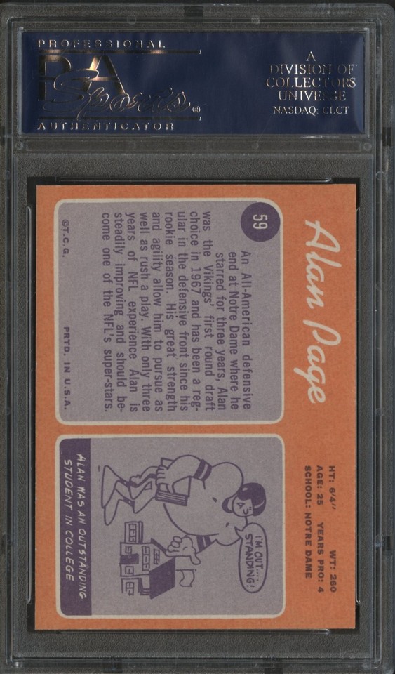 1970 Topps Football #59 Alan Page Vikings RC Rookie HOF PSA 8 NM-MT | eBay