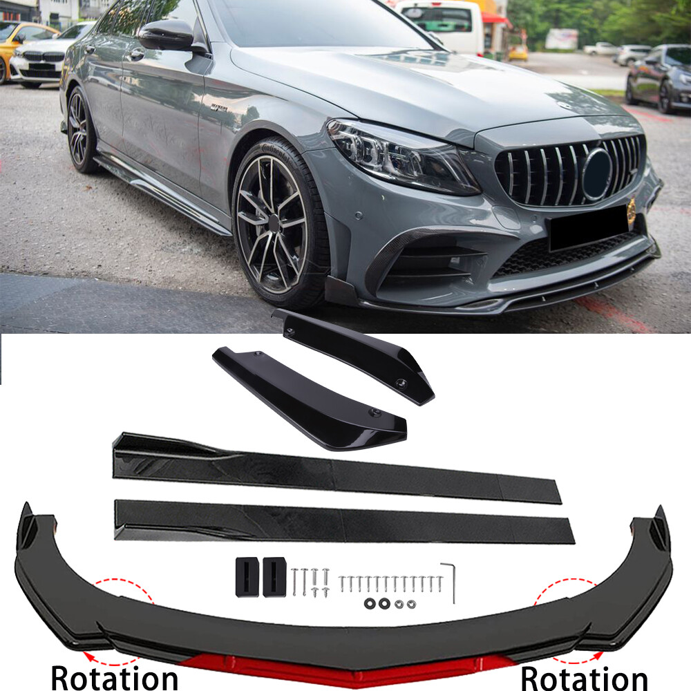 Glossy Front Bumper Lip Spoiler Splitter For Mercedes Benz C-Class C300 ...