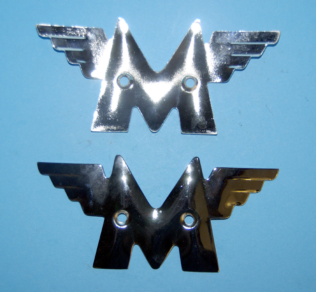 Pair Matchless chrom Tank badges shape of Logo 1948-51 01-1928 Embleme ...